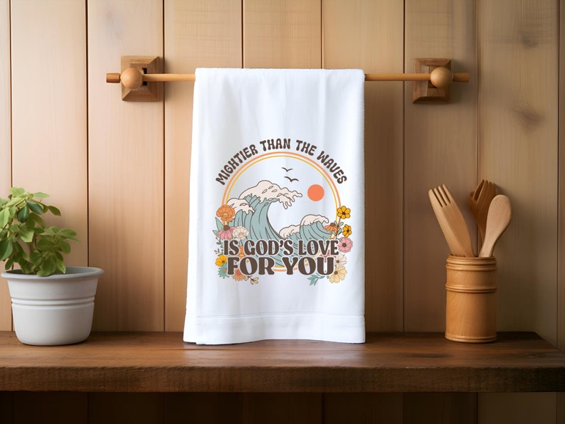 Mightier Than the Waves Christian Tea Towel Psalm Bible Verse Jesus ...