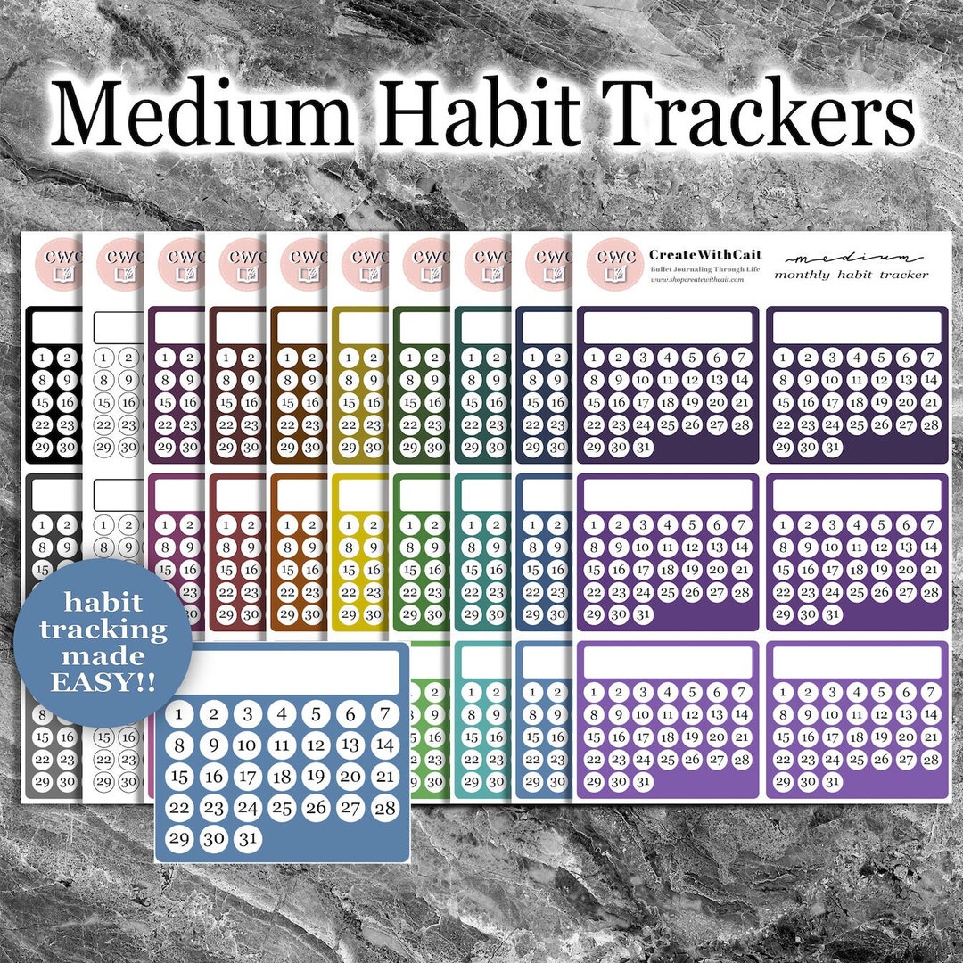 Monthly Habit Tracker Planner Physical Sticker, Different Colour ...
