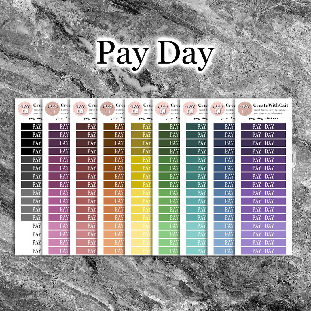 Payday Banner Sticker, Custom Colours, Functional Calendar Labels ...
