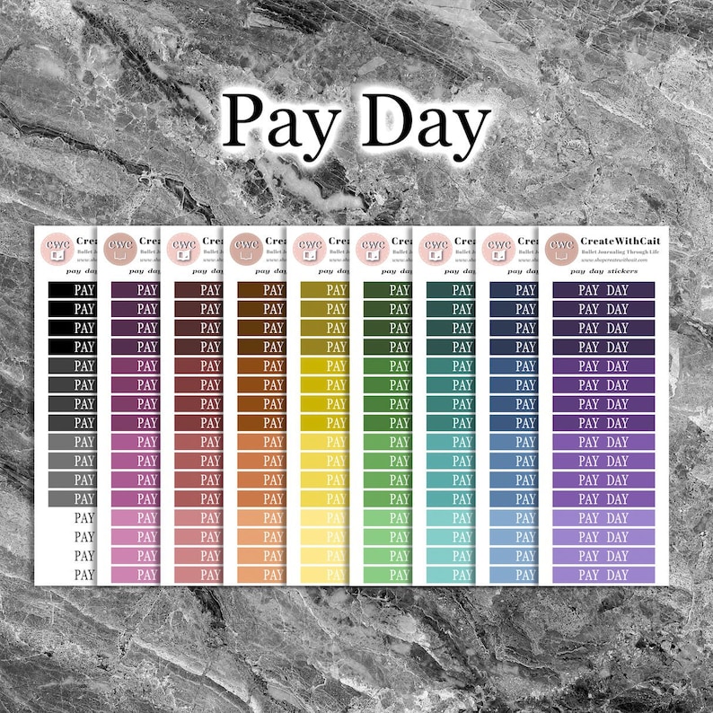 Payday Banner Sticker Custom Colours Functional Calendar - Etsy
