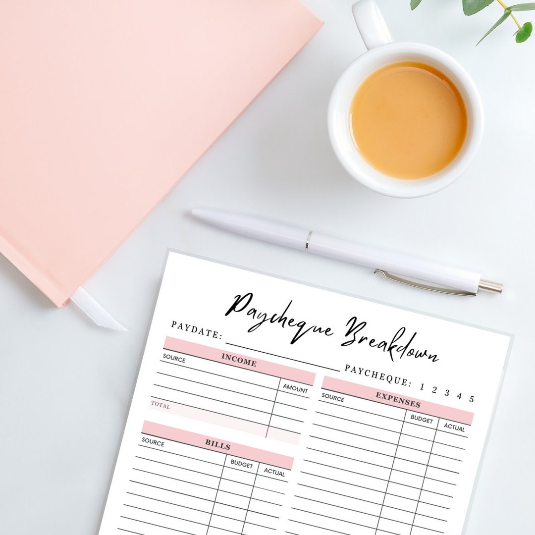 Paycheque Notepad to Help Track Income, Expenses, Savings & Paying off ...