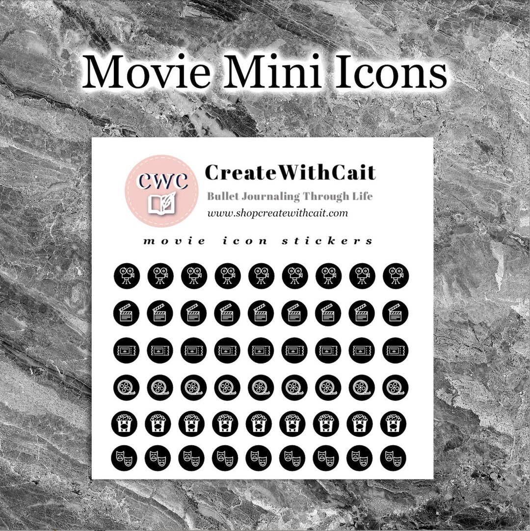 Movie MINI Icon Stickers, Functional Labels for Planners & Bullet ...