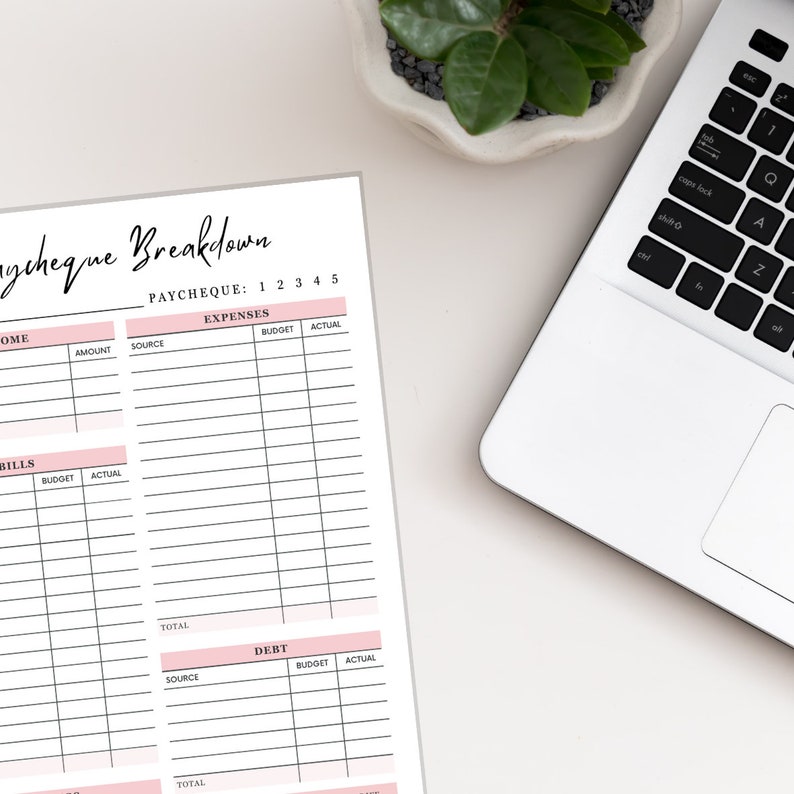 Paycheque Notepad to Help Track Income, Expenses, Savings & Paying off ...