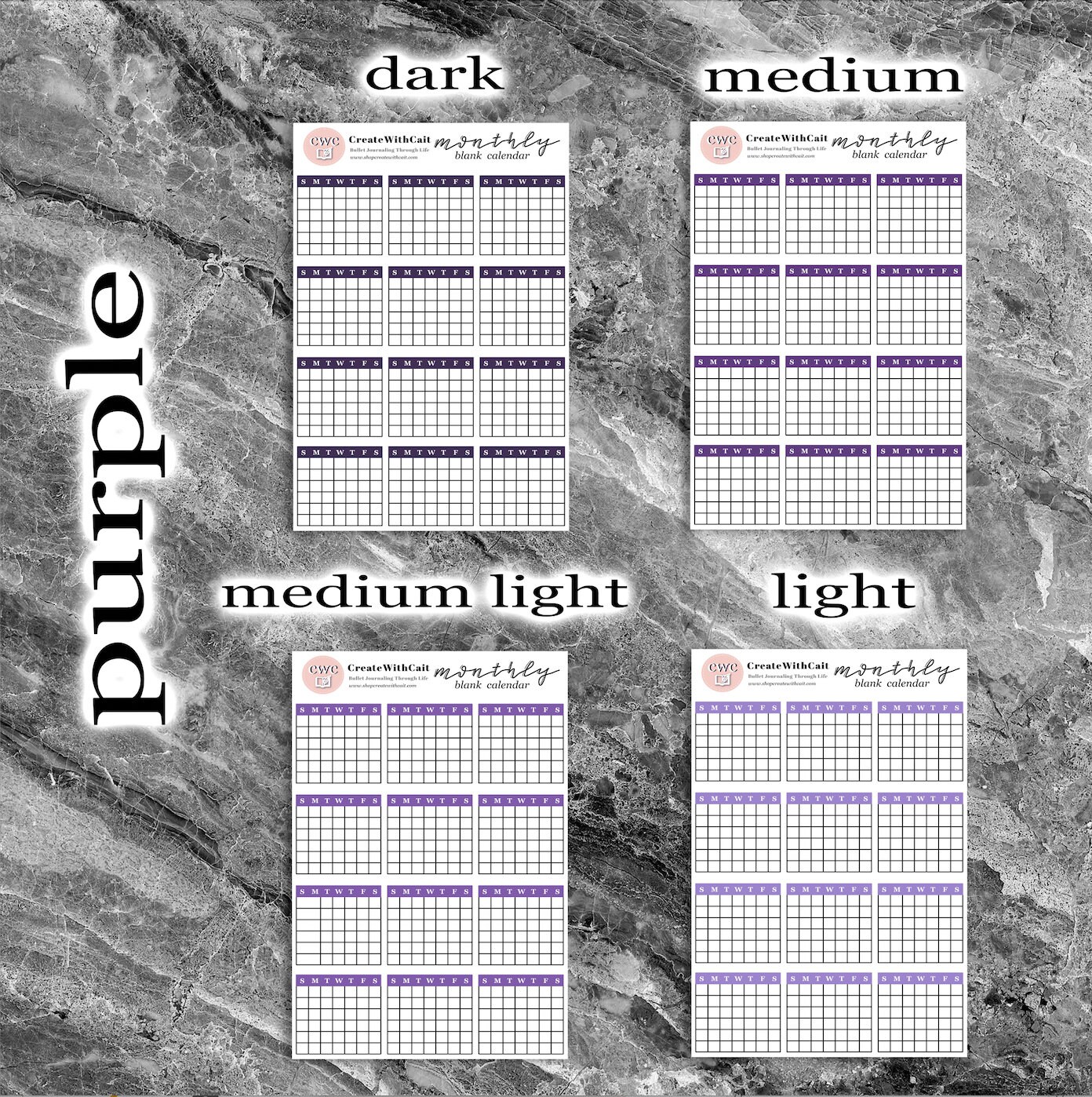 Blank Monthly Calendar Stickers, Sunday Start, Mini Square Tracker ...