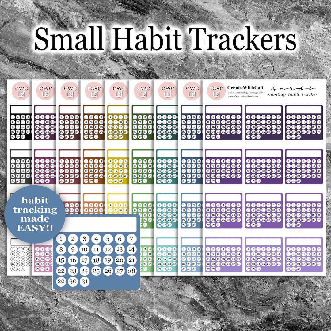 Monthly Habit Tracker Planner Physical Sticker, Different Colour ...