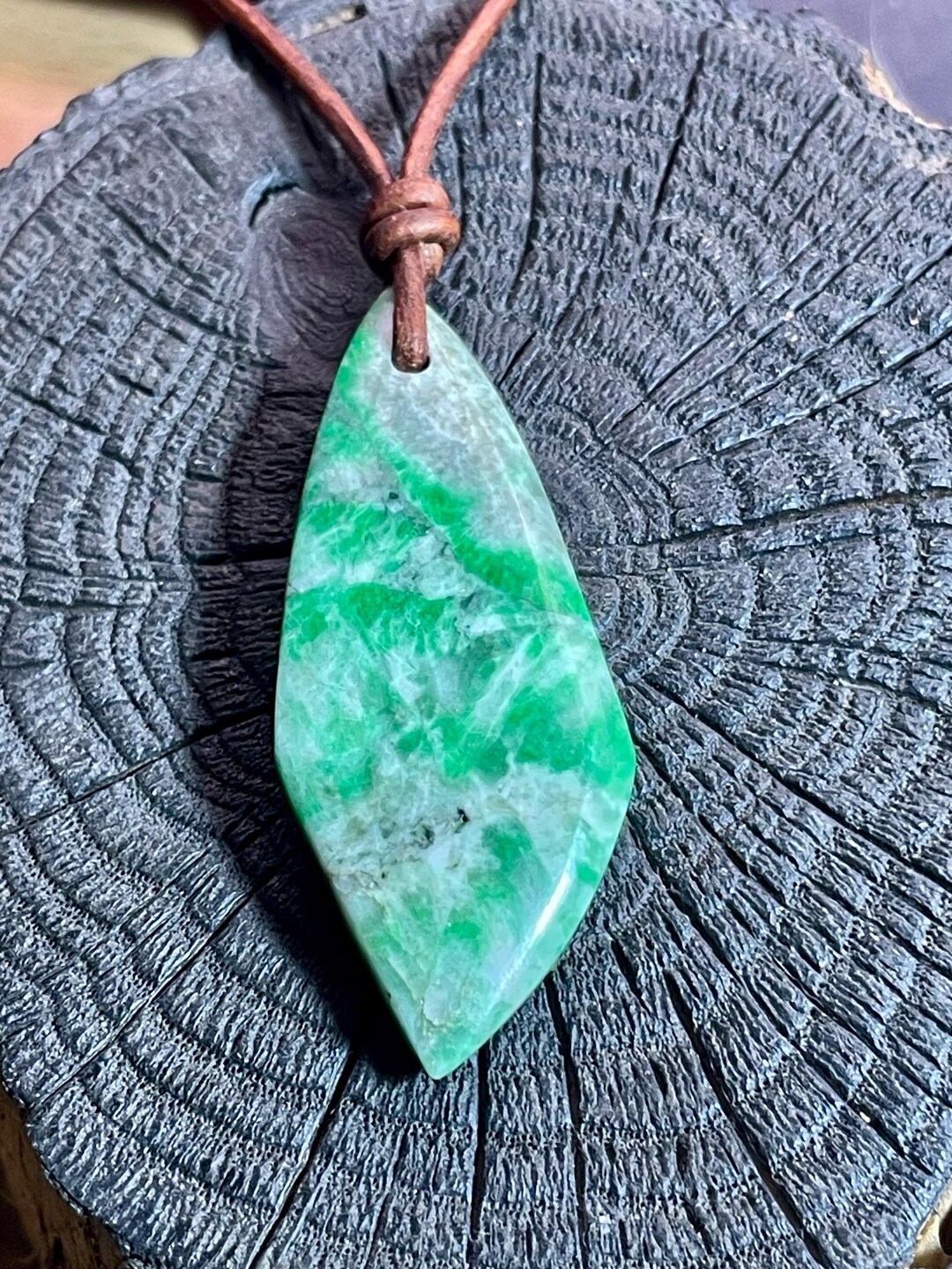35-carat Russian Jadeite Jade Mounted on an Adjustable Mahogany-colored ...