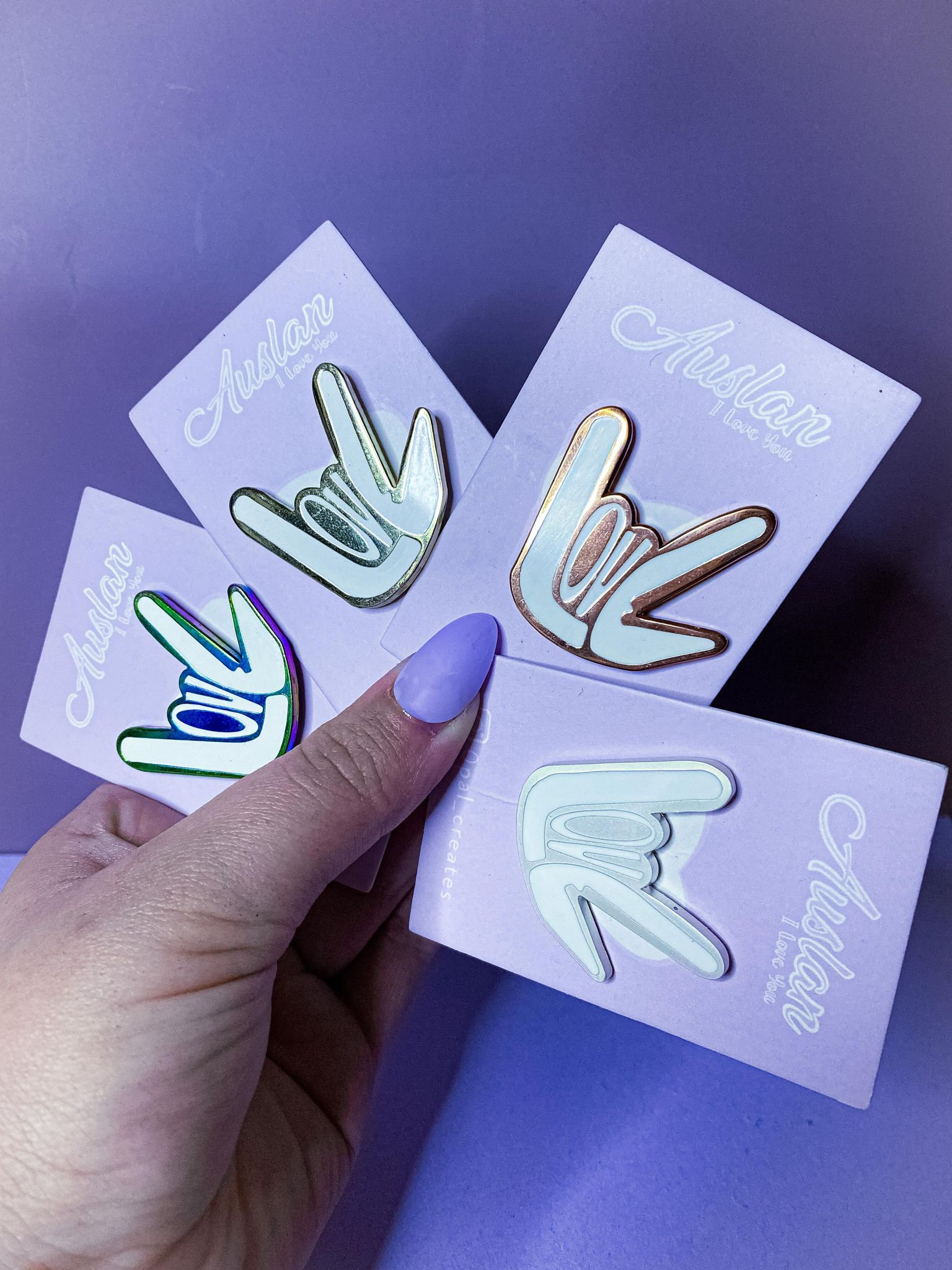 Auslan ‘I Love You’ Enamel Pins / Rainbow, Gold, Silver, Bronze ...