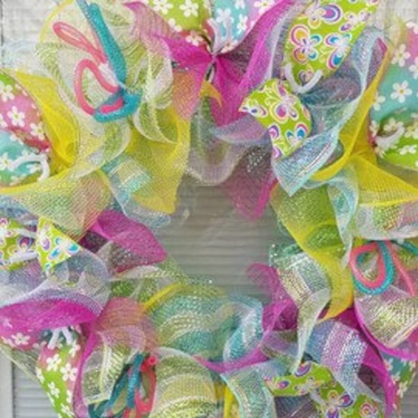 Spring Mesh Wreath - Etsy