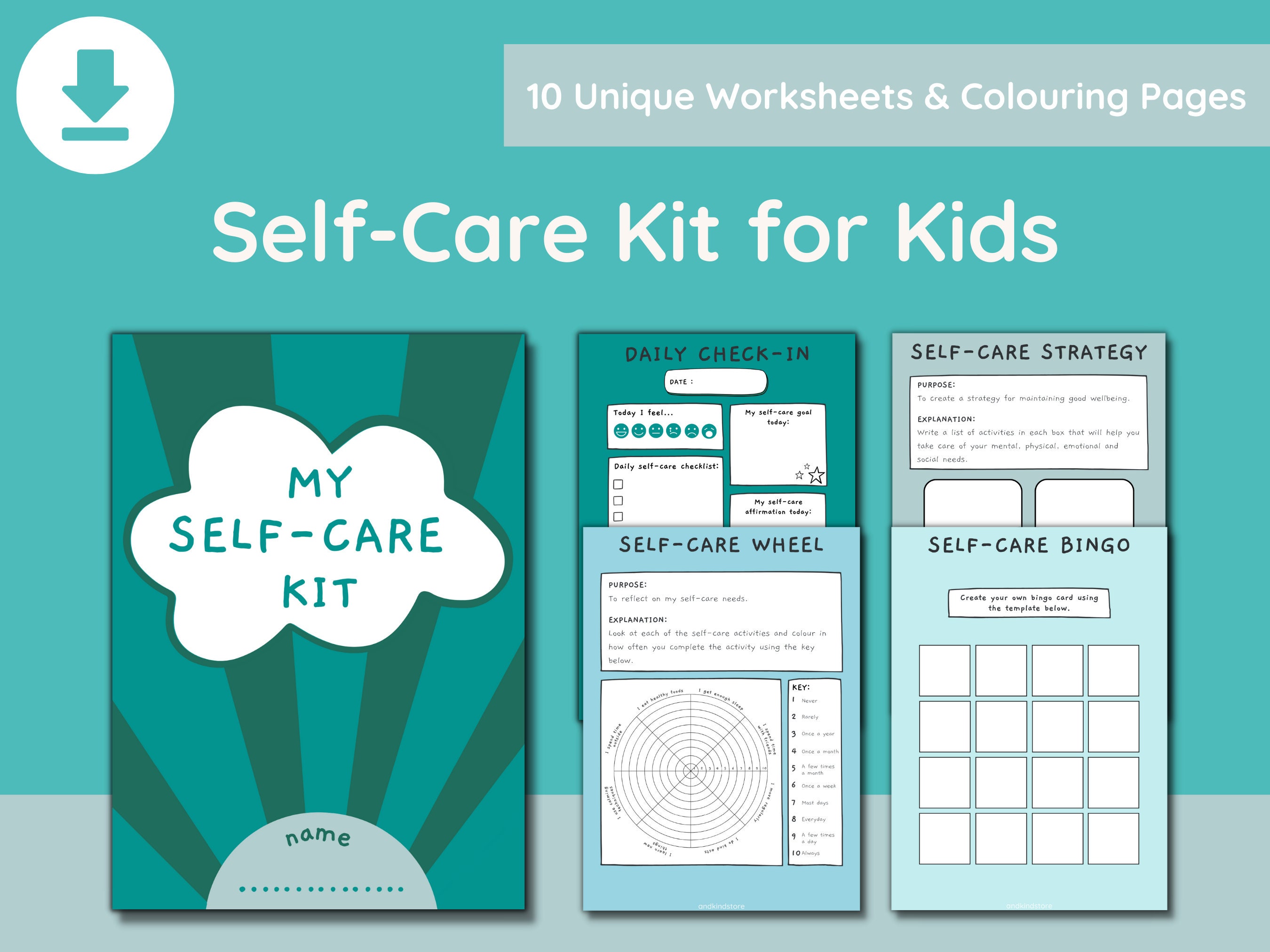 Self-care Worksheet & Activity Kit for Kids Reflective Exercises ...