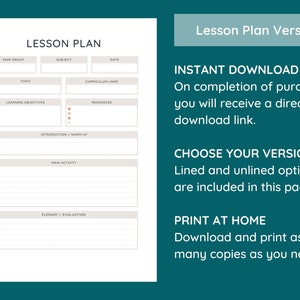 Digital Lesson Plan Templates for Teachers / Minimalist Design / Simple ...