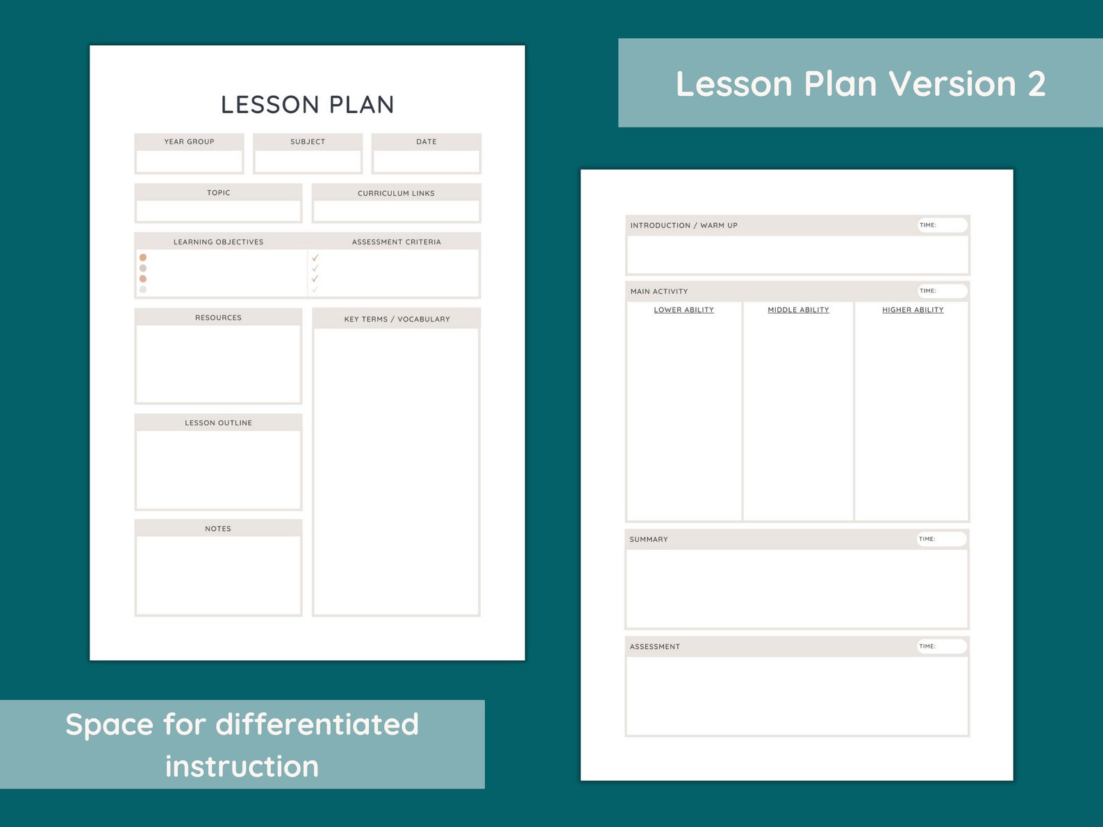 Digital Lesson Plan Templates for Teachers / Minimalist Design / Simple ...
