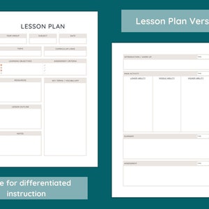 Printable Lesson Plan Templates for Teachers / Minimalist Design ...