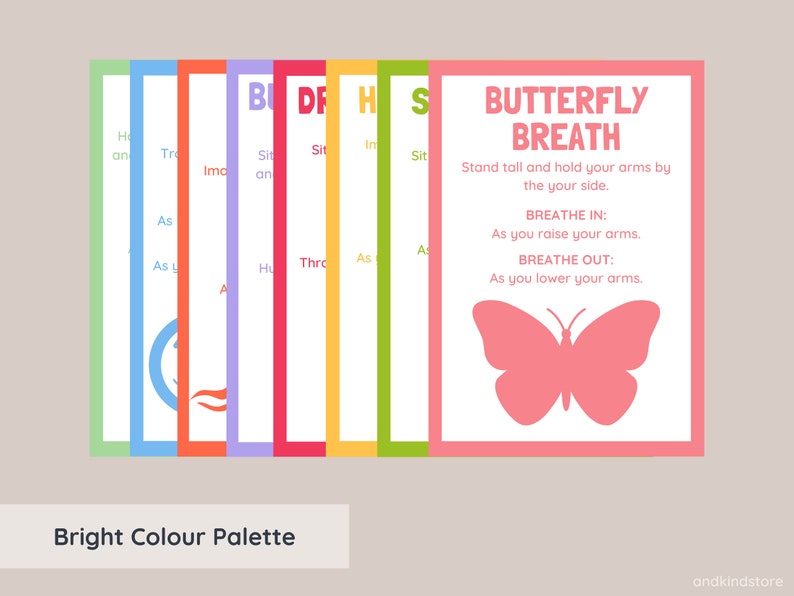 Colourful Breathing Activity Cards for Kids / Scripted Breathing Cards ...