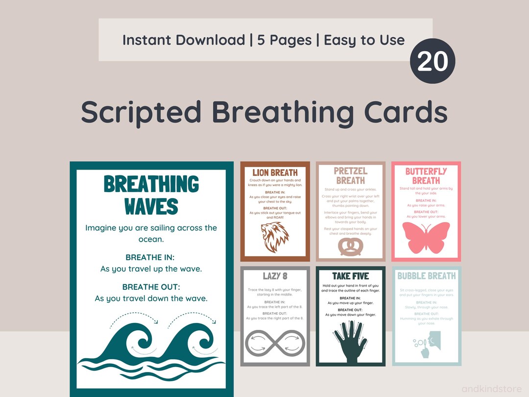 Mindful Breathing Activity Cards for Kids / Scripted Breathing Cards ...