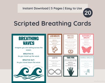 Breathing Activity Cards for Kids / Scripted Breathing Cards / Calming ...