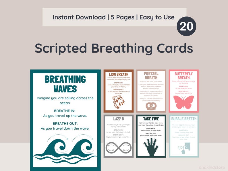 Mindful Breathing Activity Cards for Kids / Scripted Breathing Cards ...