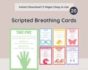Breathing Activity Cards for Kids / Scripted Breathing Cards / Calming ...