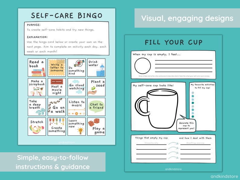 Self-care Worksheet & Activity Kit for Kids | Reflective Exercises ...