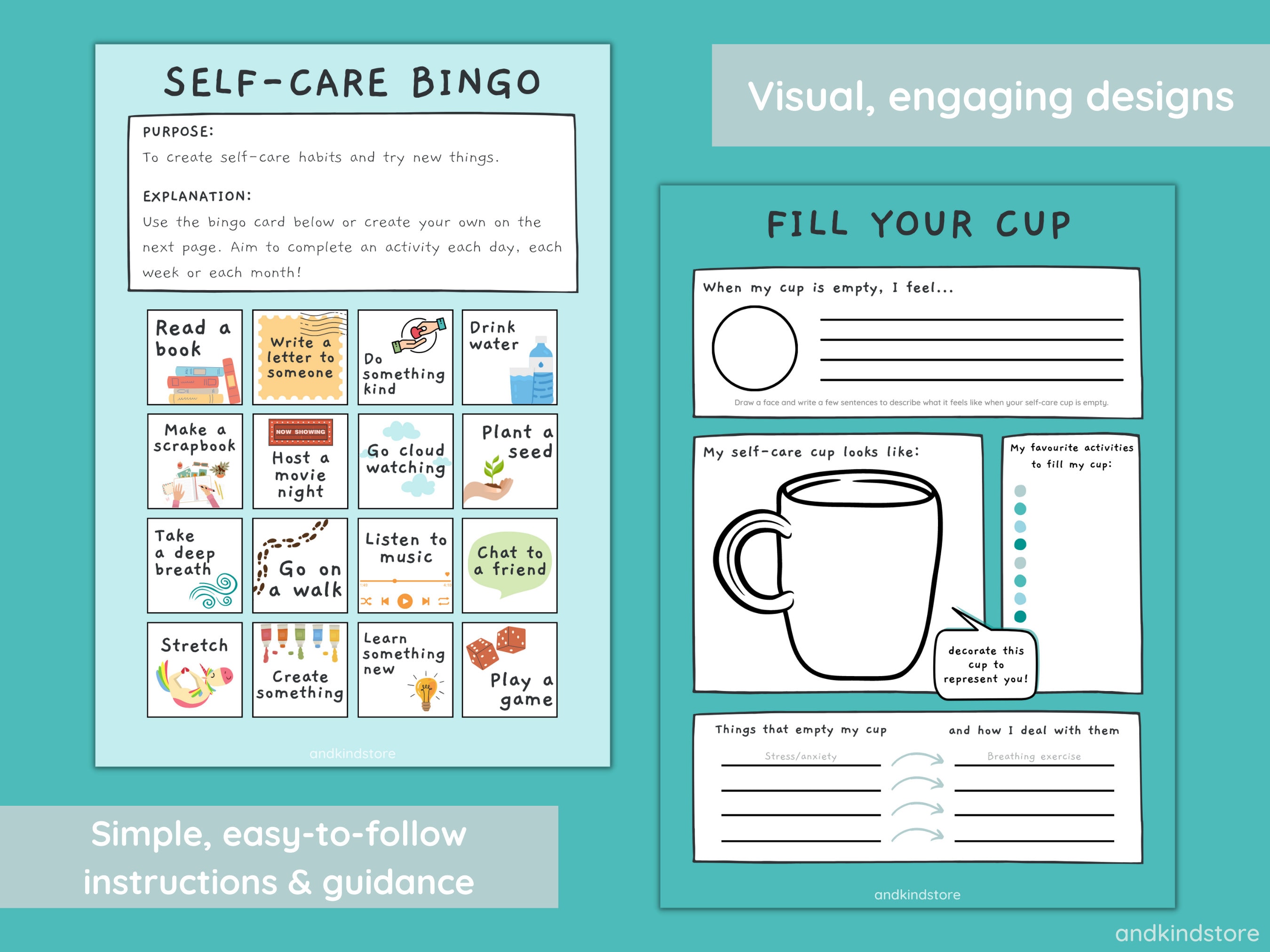 Self-care Worksheet & Activity Kit for Kids | Reflective Exercises ...