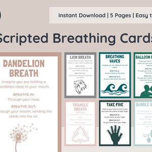 Breathing Activity Cards for Kids / Scripted Breathing Cards / Calming ...