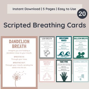 Breathing Activity Cards for Kids / Scripted Breathing Cards / Calming ...