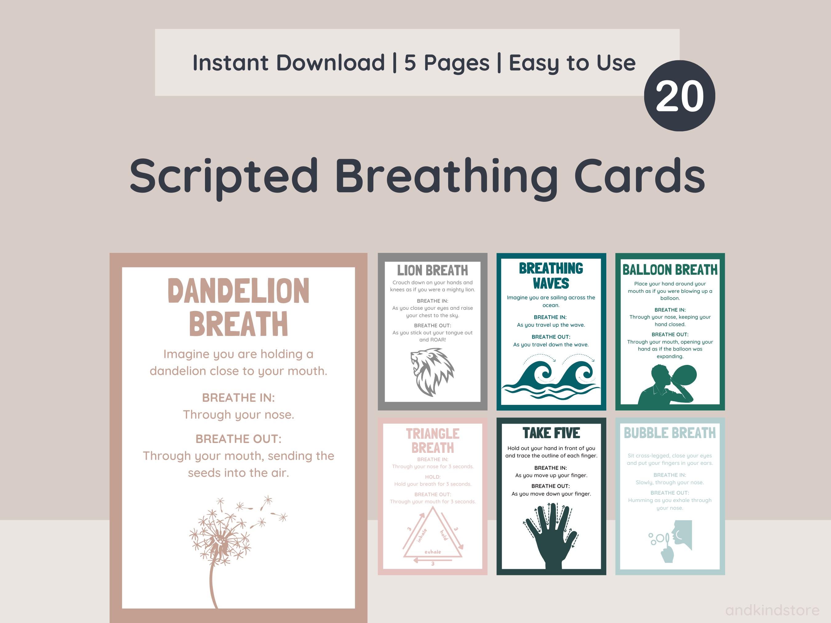 Breathing Activity Cards for Kids / Scripted Breathing Cards / Calming ...