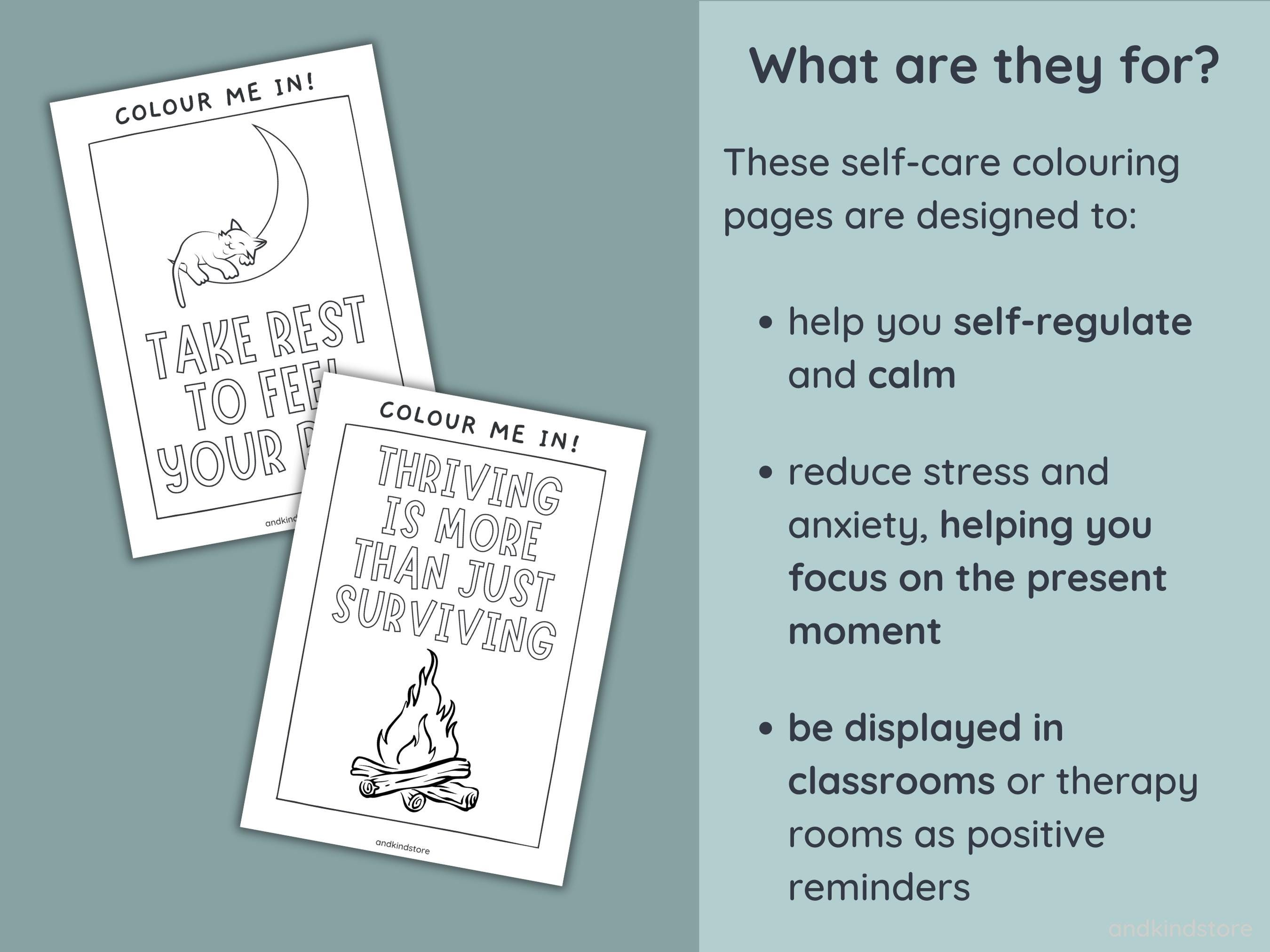 Self-care Colouring Pages / Mindful Colouring / Wellbeing Quotes / Cosy ...