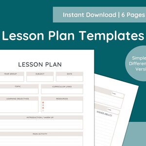 Printable Lesson Plan Templates for Teachers / Minimalist Design ...