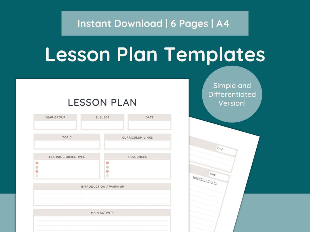 Printable Lesson Plan Templates for Teachers / Minimalist Design ...