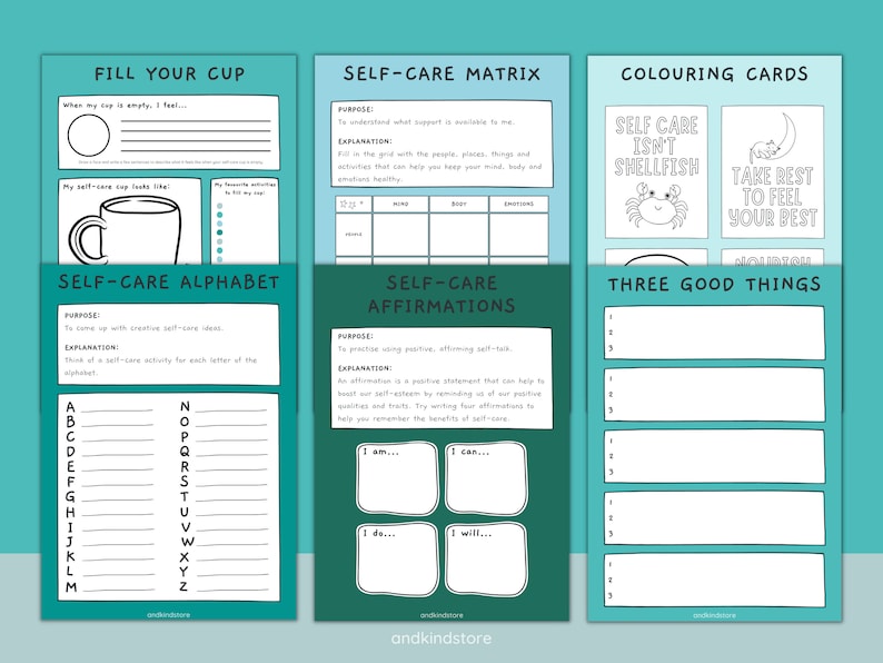 Self-care Worksheet & Activity Kit for Kids | Reflective Exercises ...
