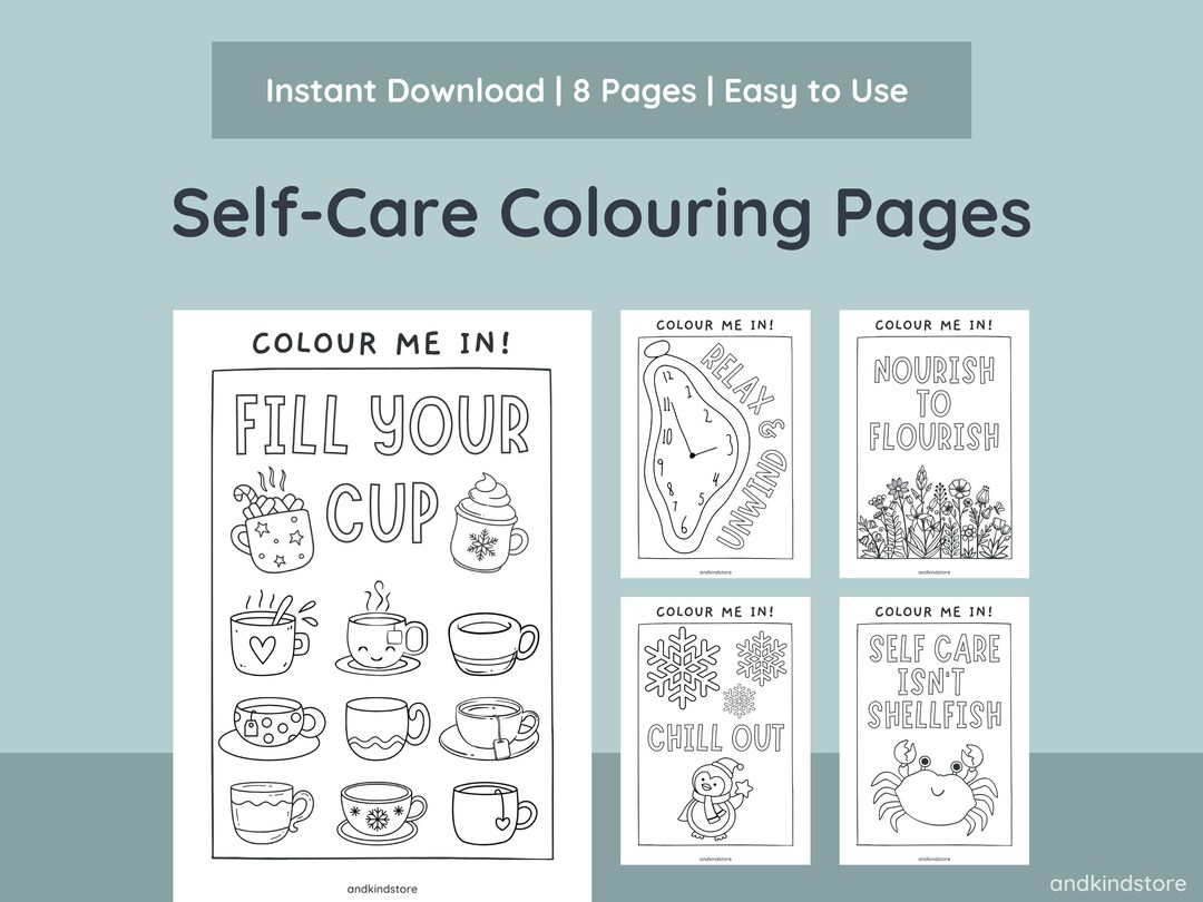 Self-care Colouring Pages / Mindful Colouring / Wellbeing Quotes / Cosy ...