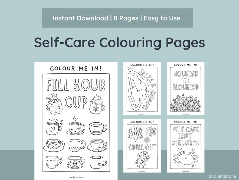Self-care Colouring Pages / Mindful Colouring / Wellbeing Quotes / Cosy ...