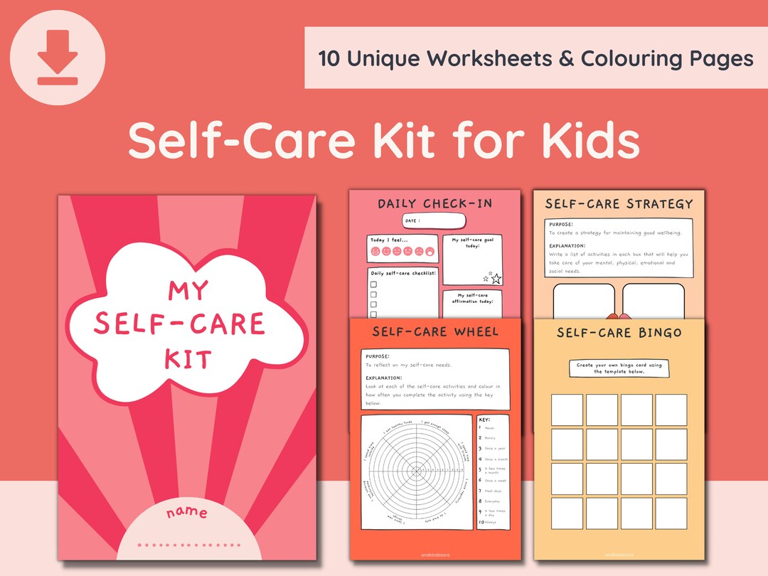 Self-care Worksheet & Activity Kit for Kids Reflective Exercises ...