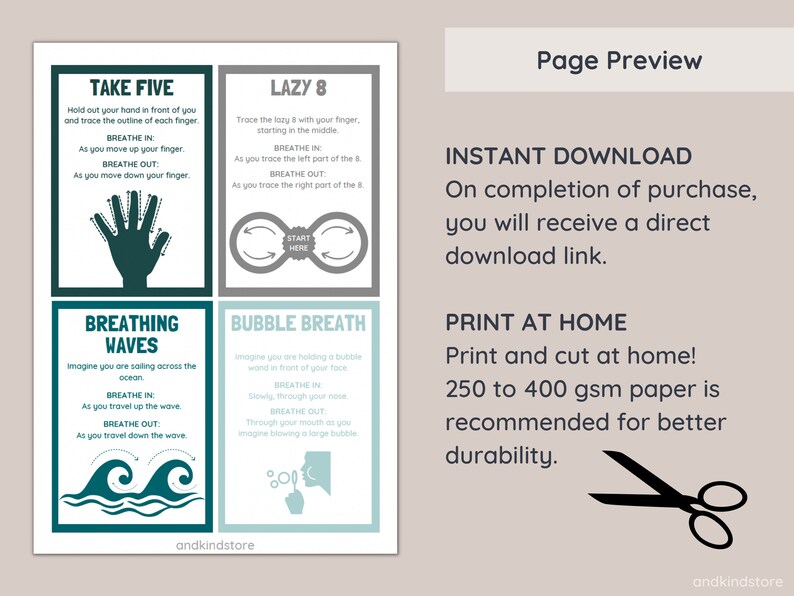Breathing Activity Cards for Kids / Scripted Breathing Cards / Calming ...