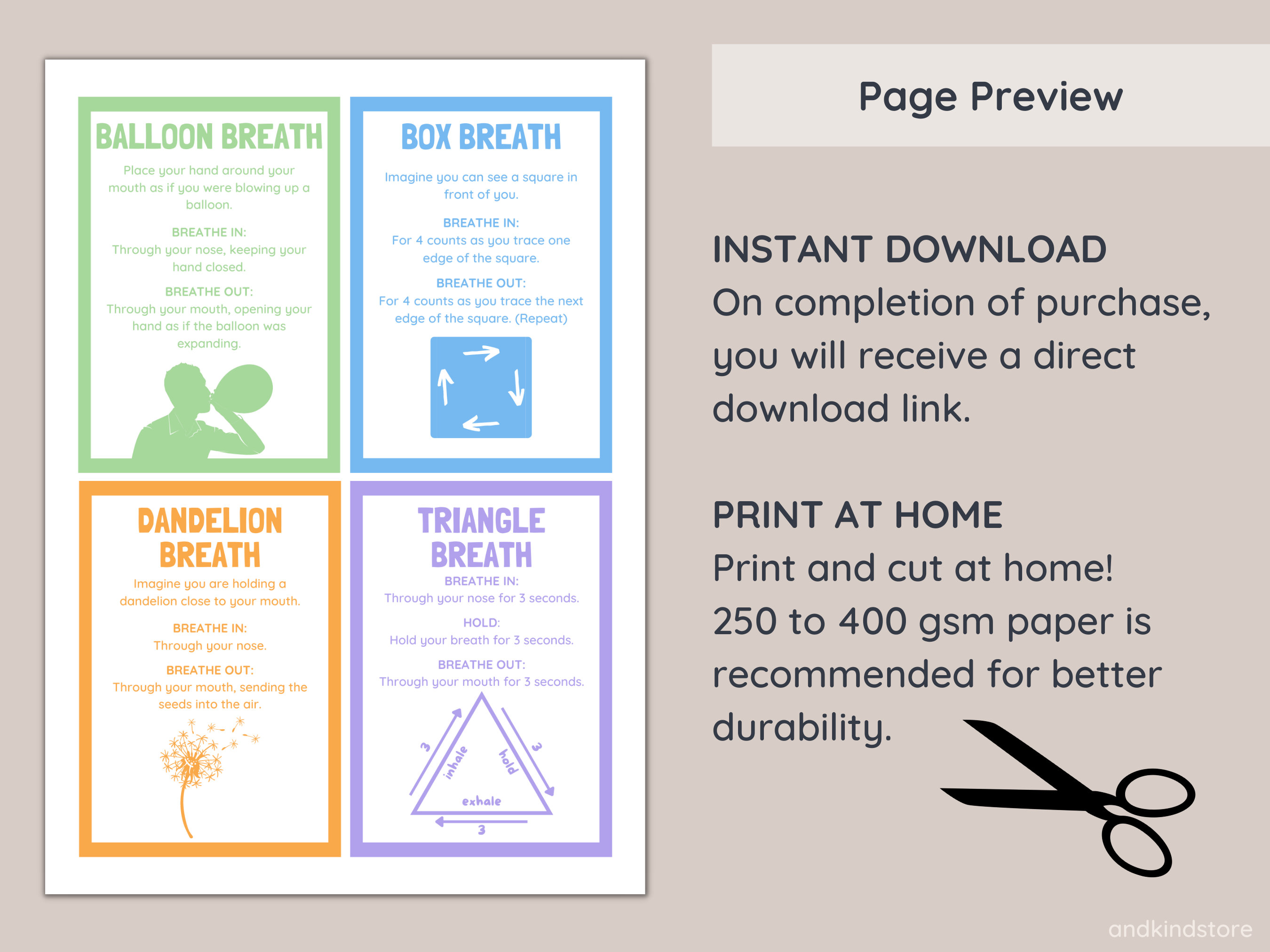 Mindful Breathing Activity Cards for Kids / Scripted Breathing Cards ...
