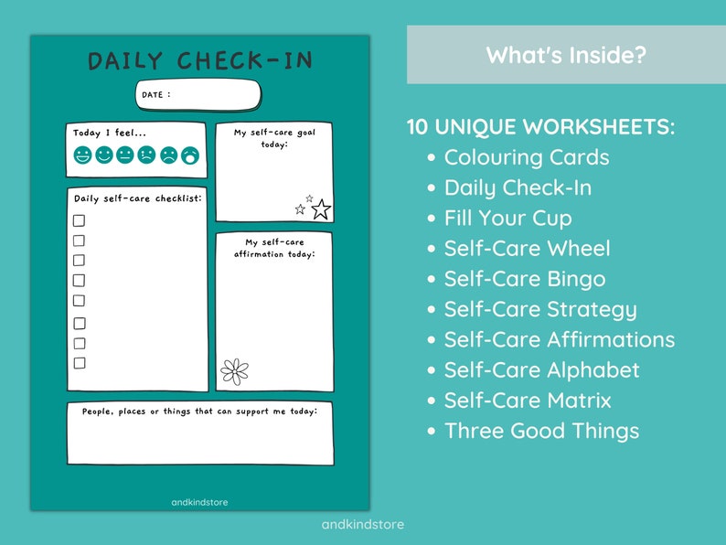 Self-care Worksheet & Activity Kit for Kids | Reflective Exercises ...
