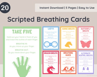 Breathing Activity Cards for Kids / Scripted Breathing Cards / Calming ...