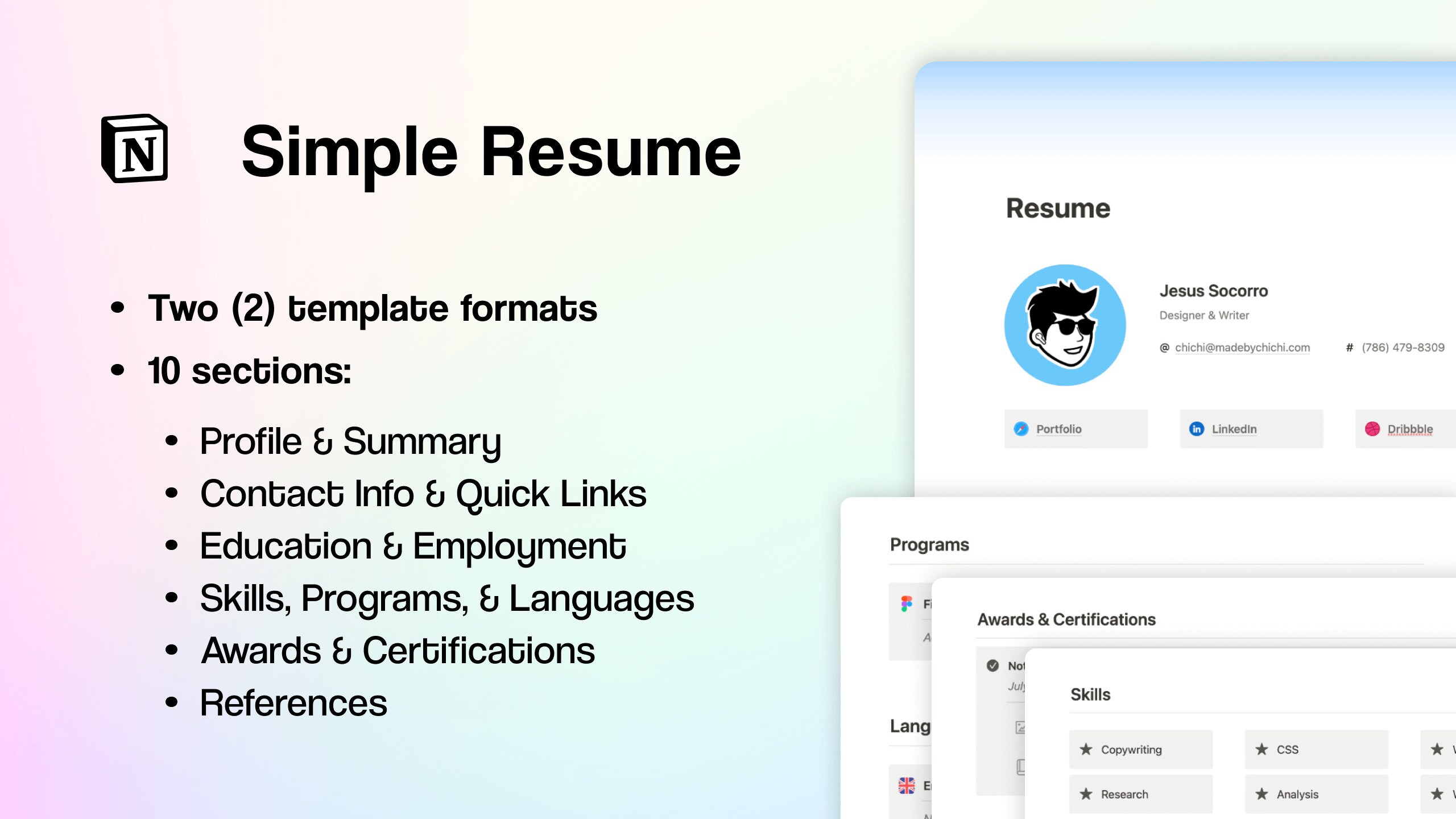 Simple Resume notion Template - Etsy