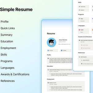 Simple Resume (notion Template) - Etsy