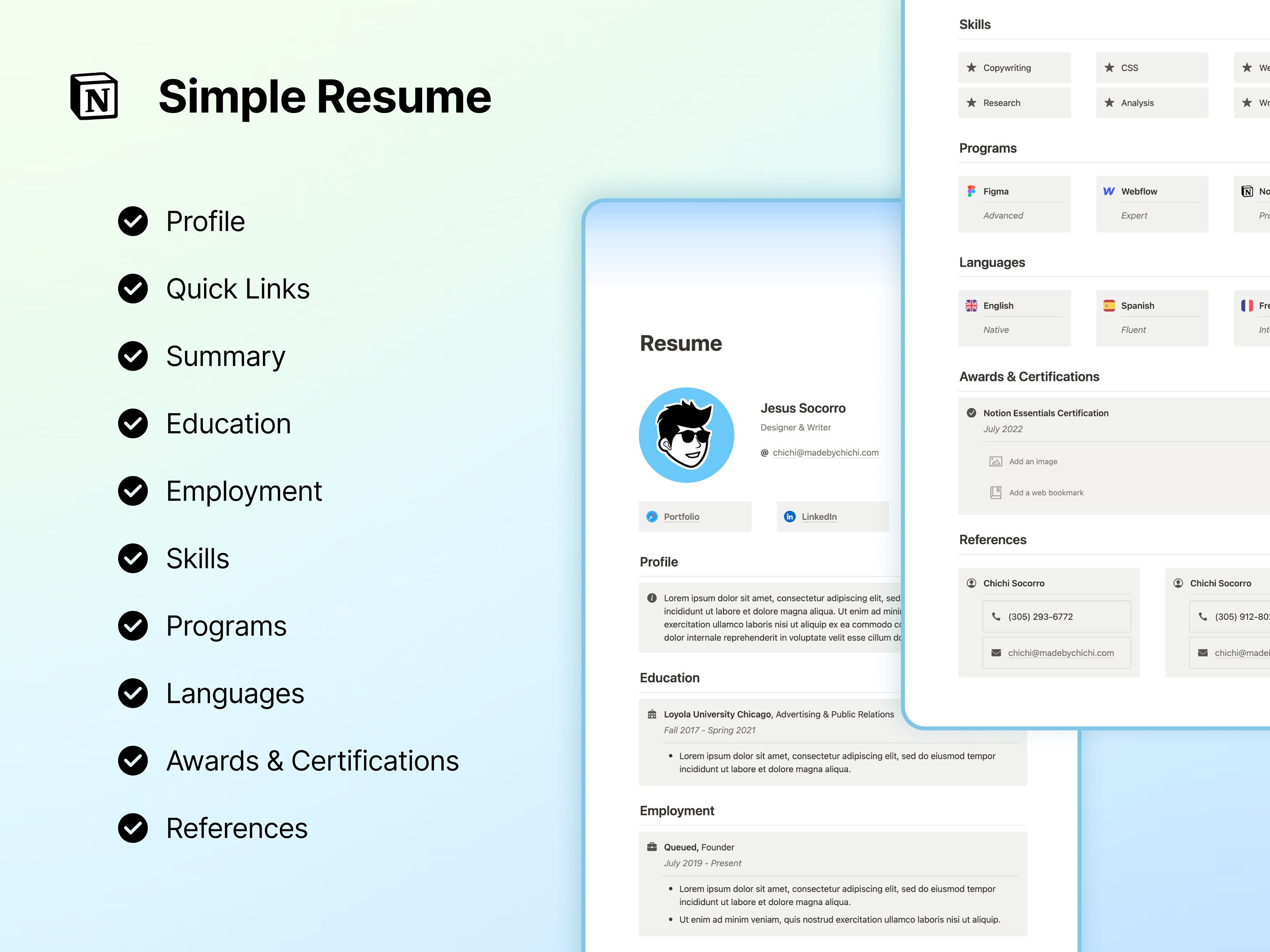 Simple Resume (notion Template) - Etsy