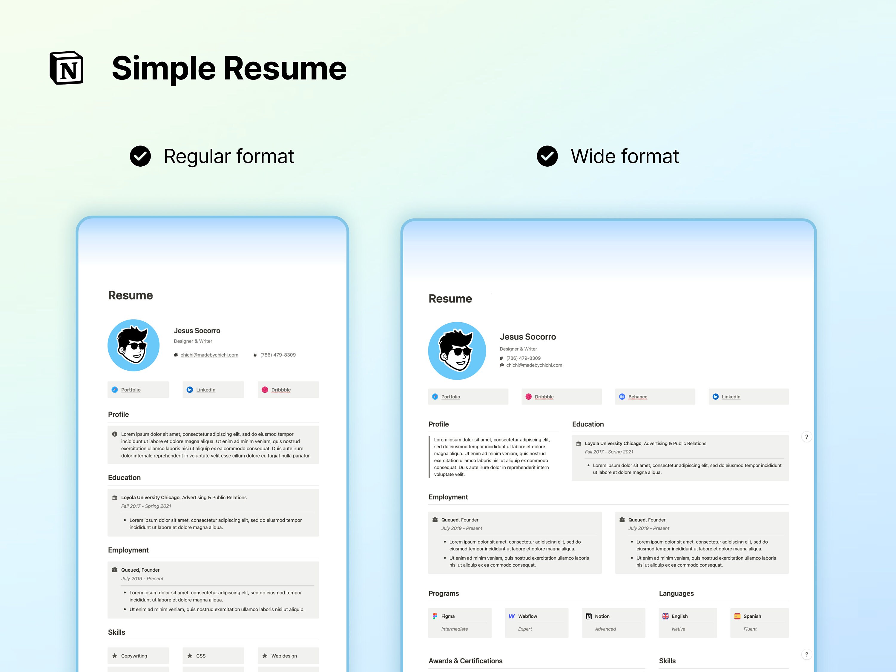 Simple Resume (notion Template) - Etsy