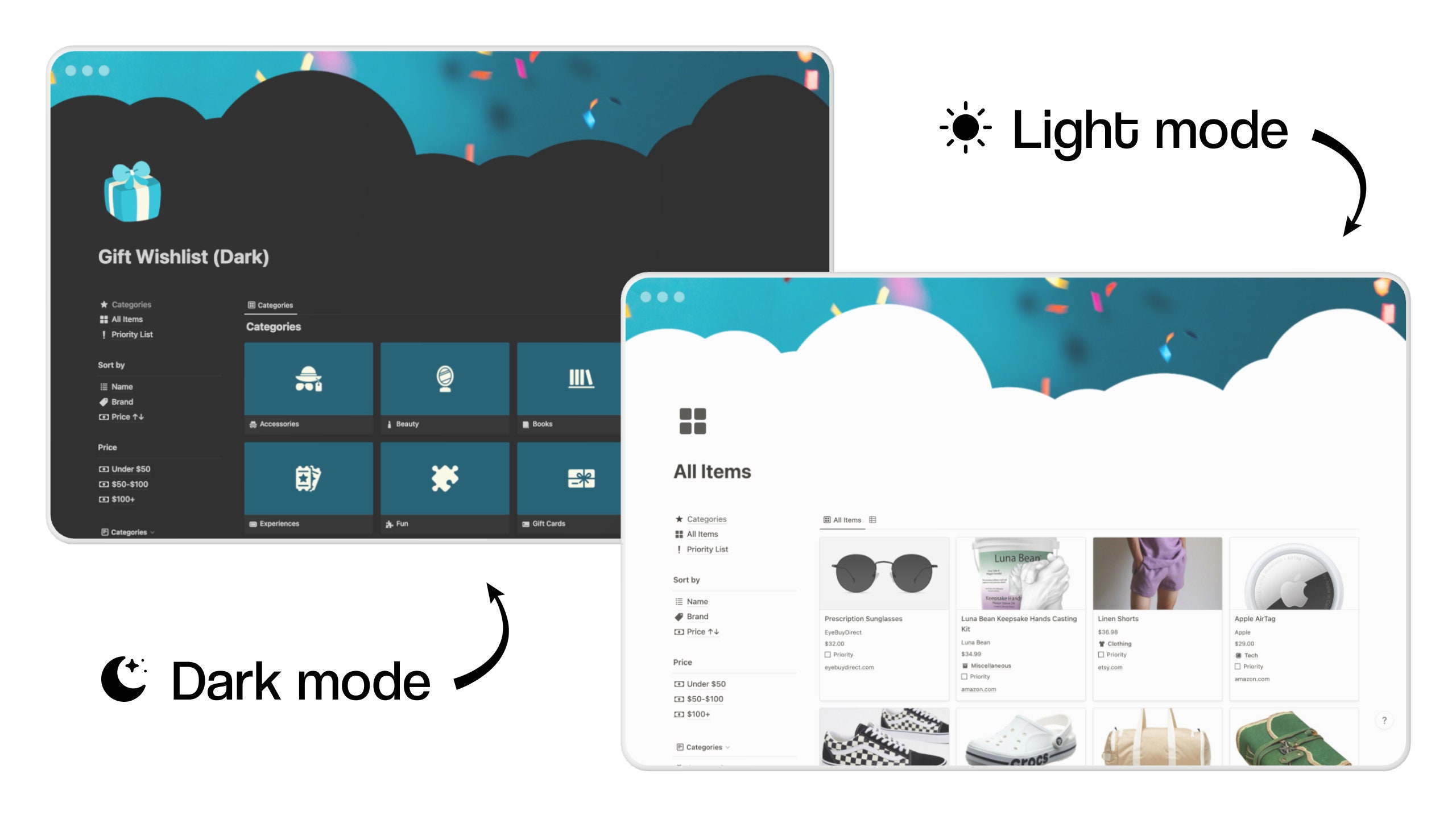 Gift Wishlist notion Template - Etsy