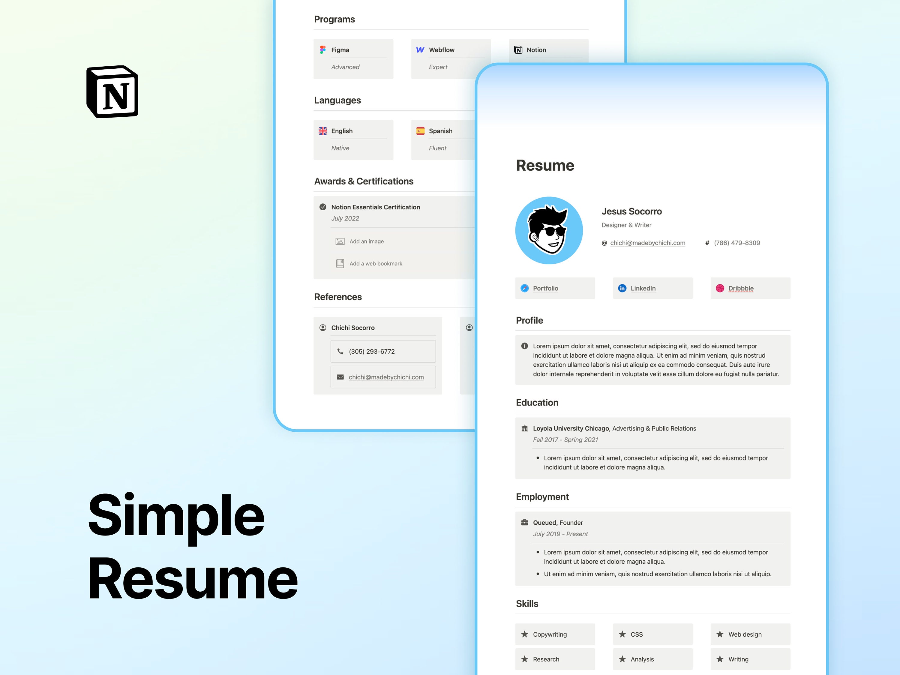 Simple Resume (notion Template) - Etsy