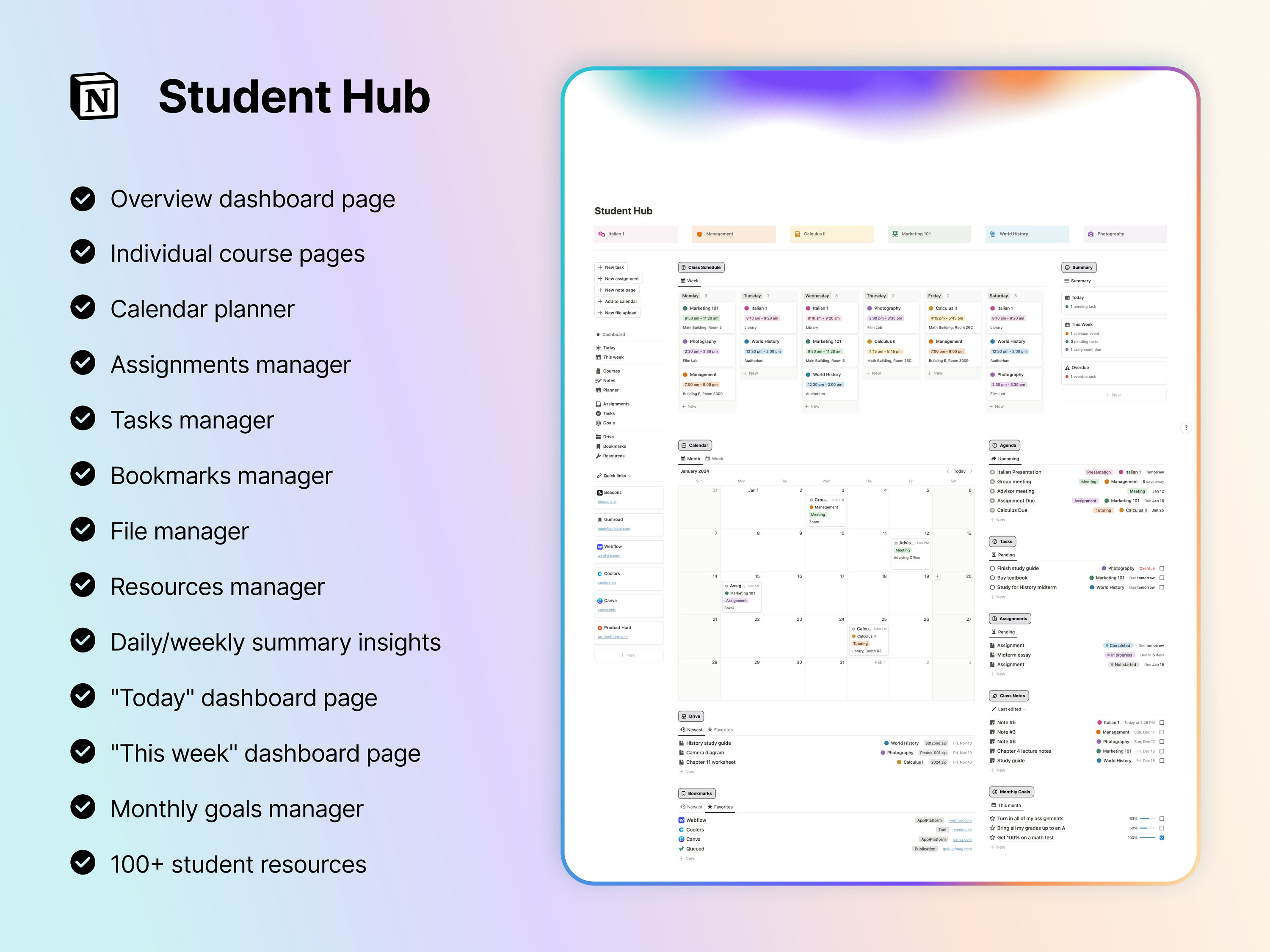 Student Hub Pro (notion Template) - Etsy