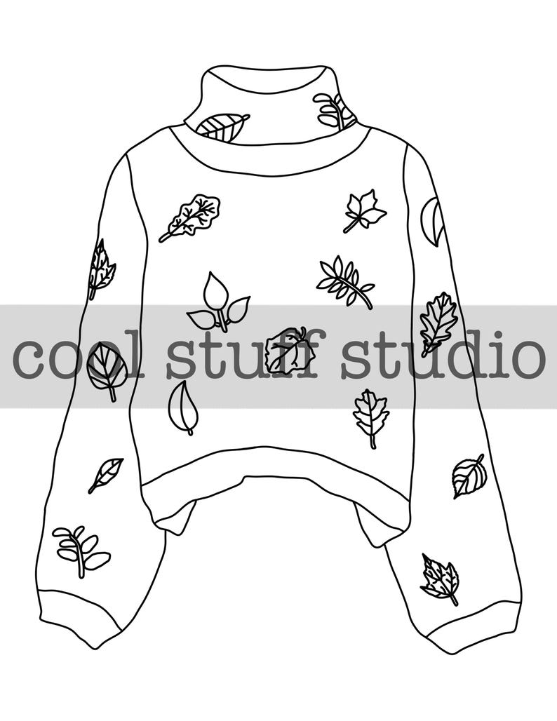 Fall Leaves Sweater Coloring Page - Etsy