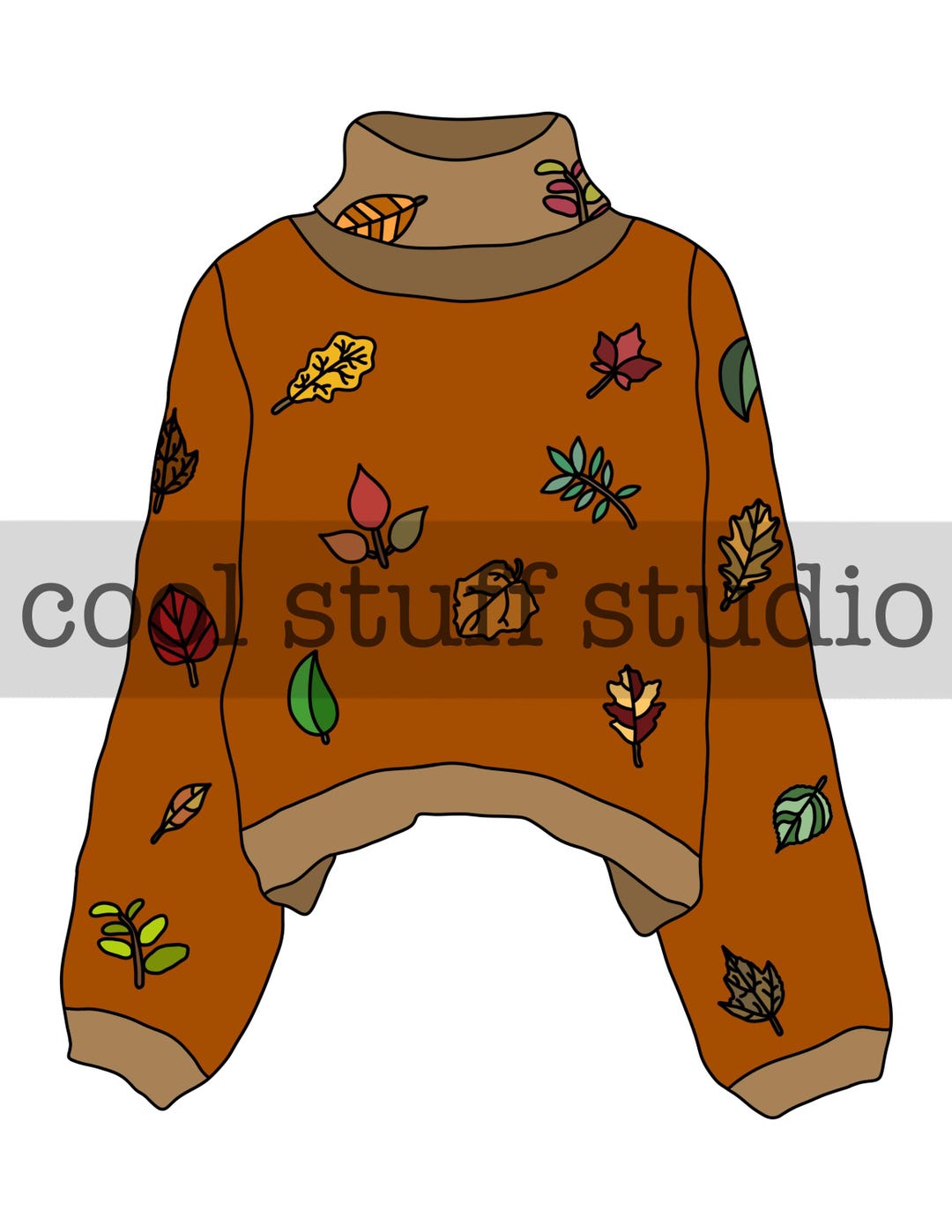 Fall Leaves Sweater Coloring Page - Etsy