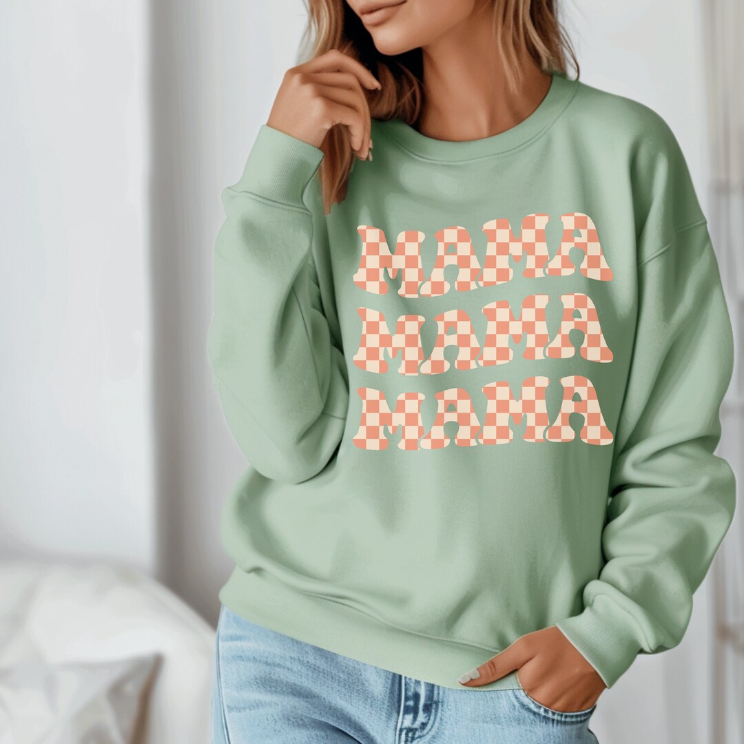 Mama Shirt With Checkerboard Style Unique Mama Sweater Gift Idea Retro ...