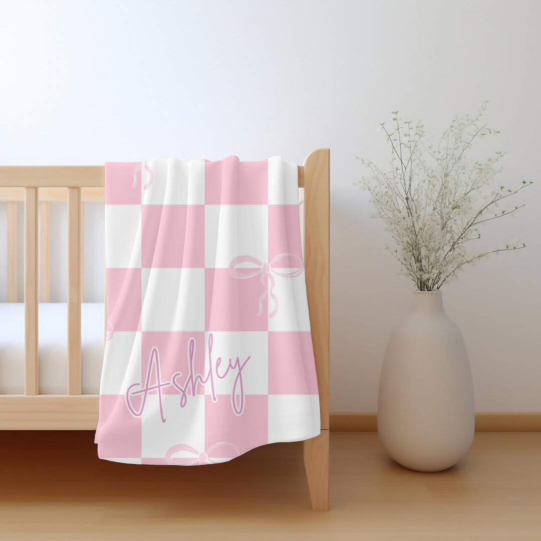 Pink Bow Soft Fleece Baby Blanket for Newborn Baby Girl Receiving ...