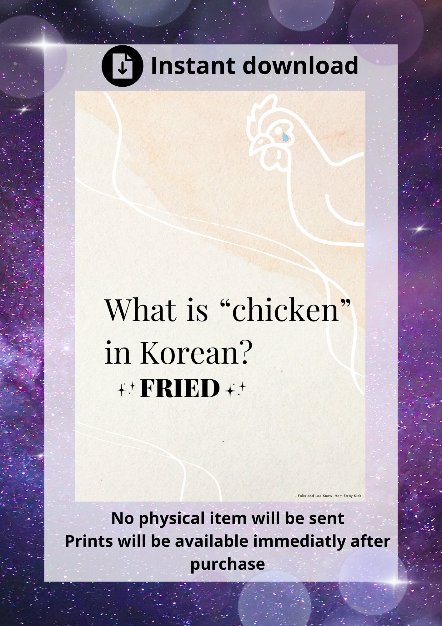 Stray Kids SKZ Digital Poster Fried Chicken Meme Felix - Etsy