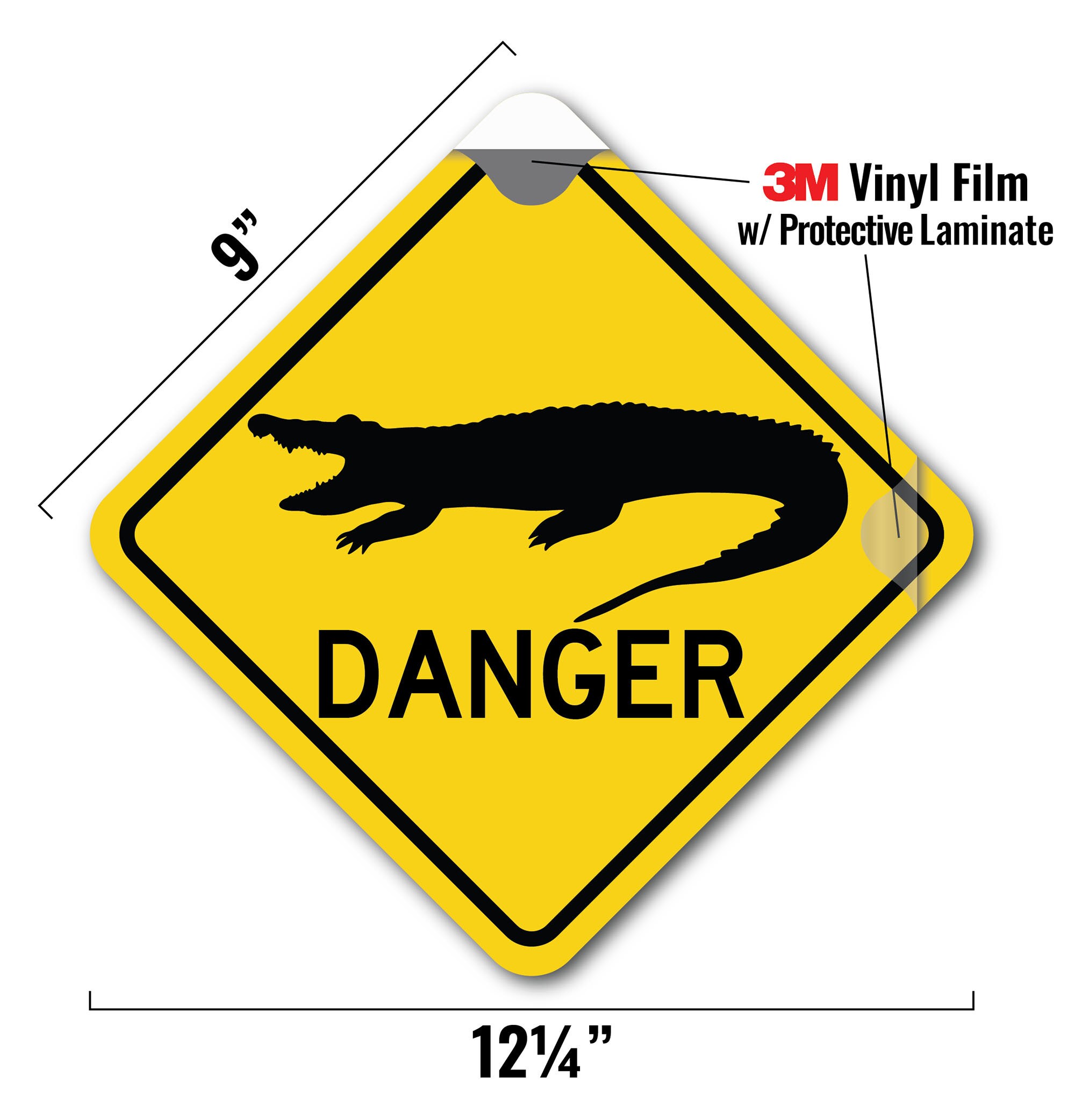 Alligator Danger Sign Crocodile Danger Alligator Caution Vinyl Decal ...